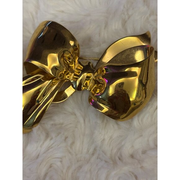Monet | Jewelry | Vintage Monet Goldtone Bow Brooch Large Statement ...